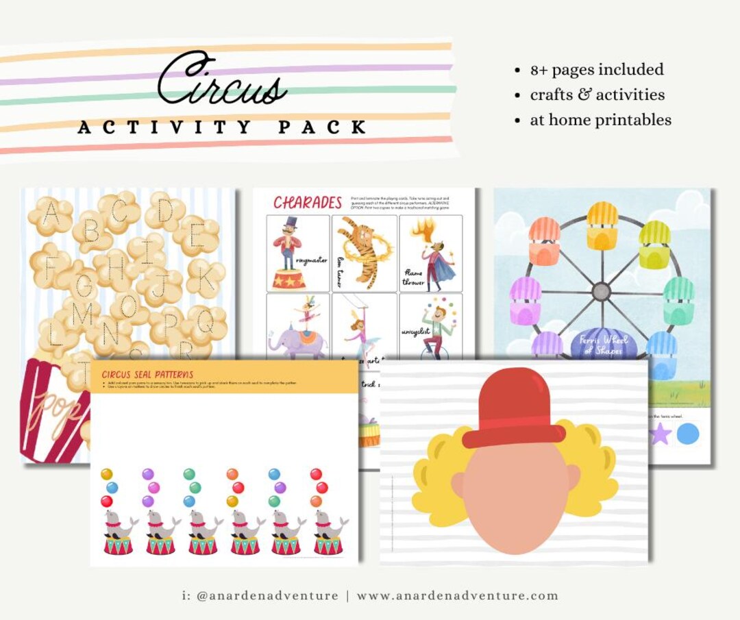 Circus Activity Pack • Homeschool Learning for Toddlers (digital ...