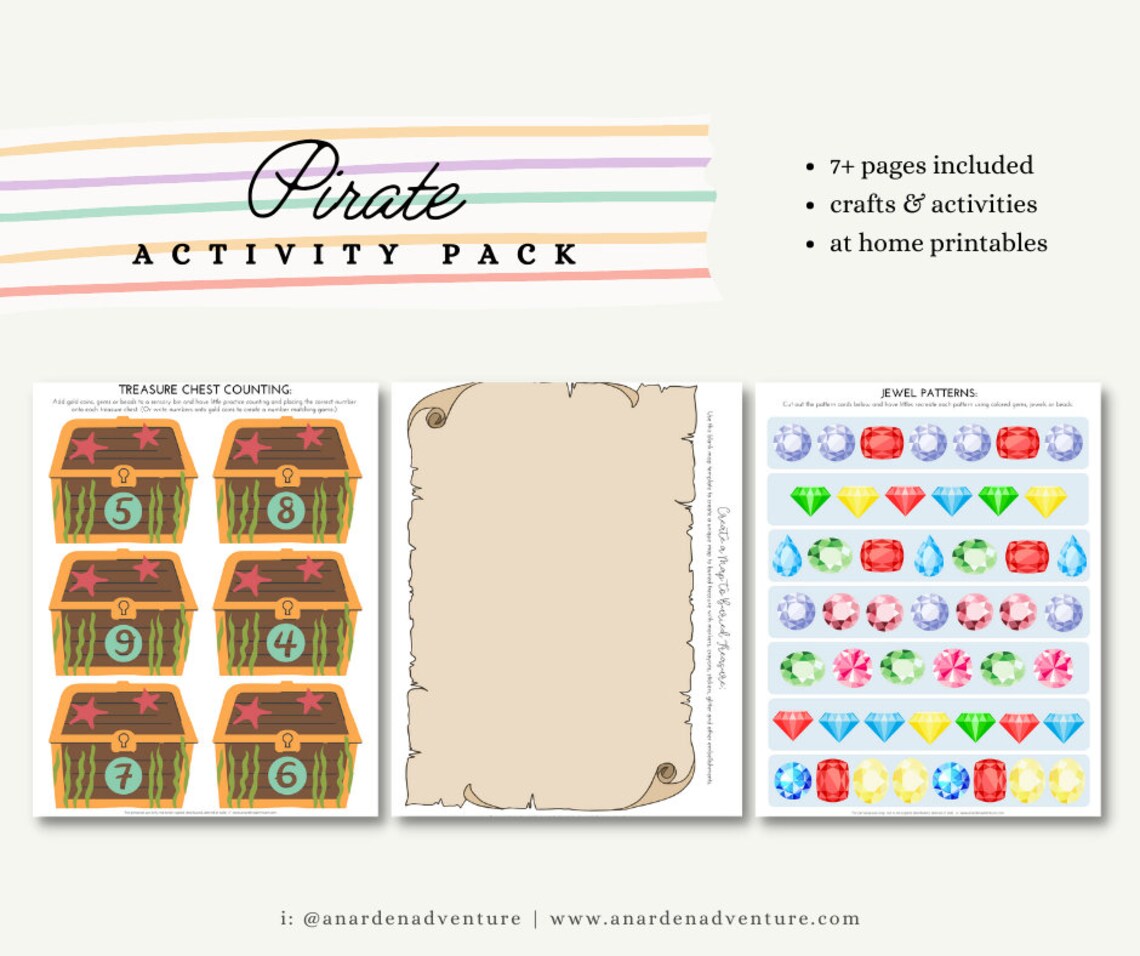 Pirate Activity Pack Pirate Crafts Activities Treasure Hunt Printables ...