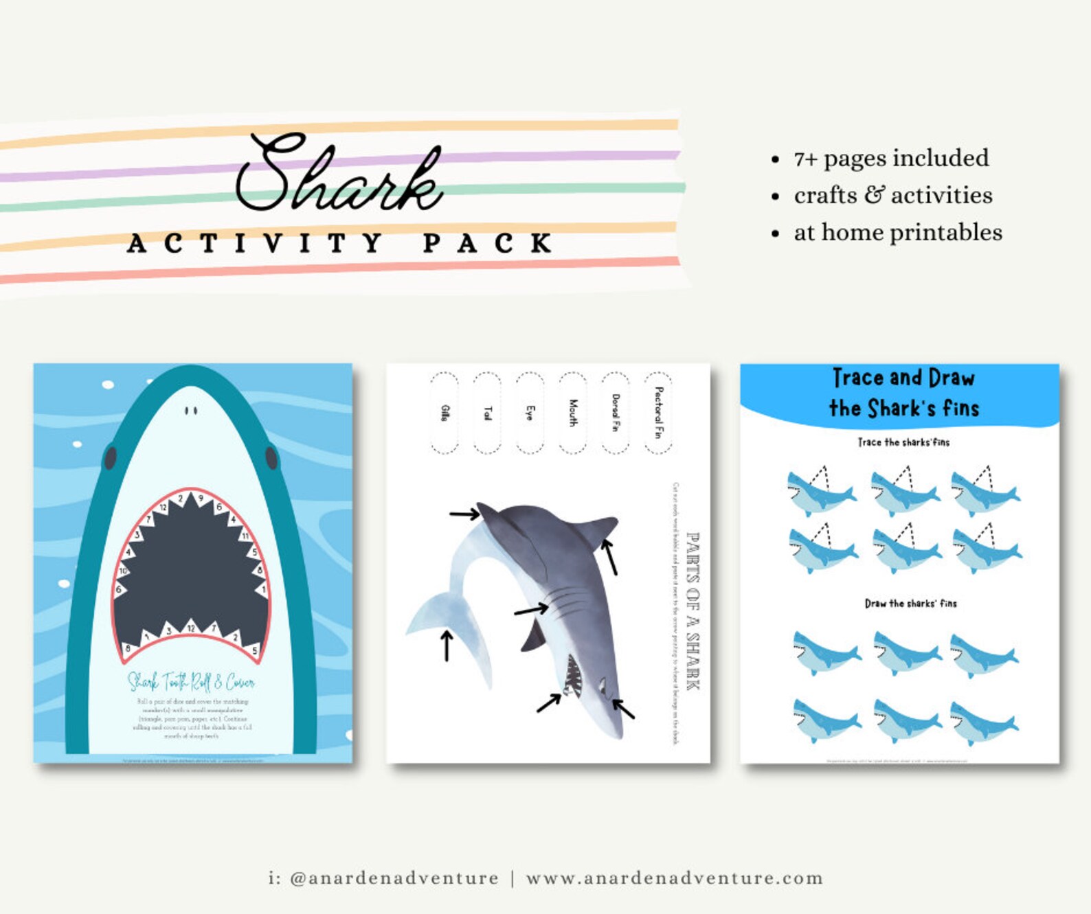 Shark Activity Pack • Shark Week Activities • Shark Learning Printables ...
