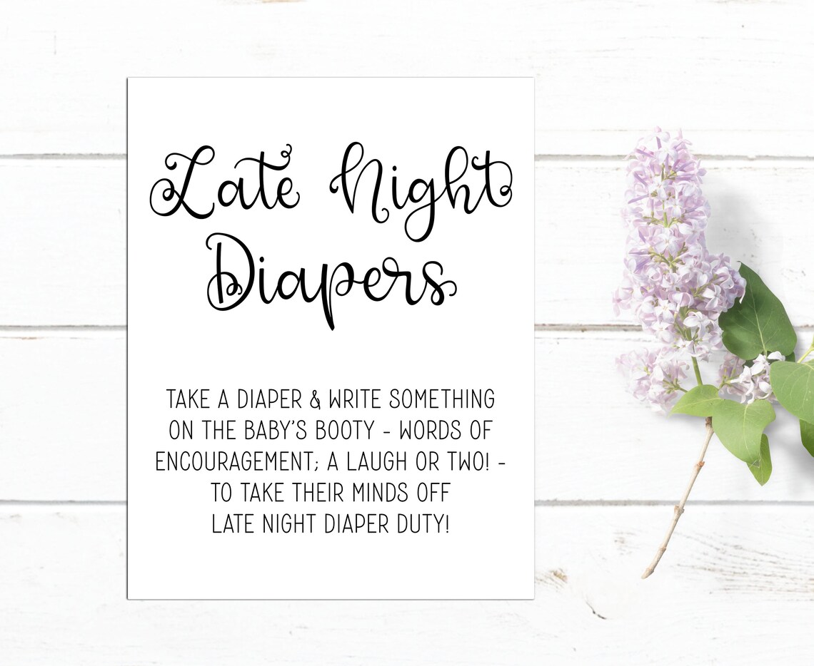 Late Night Diapers Baby Shower Game (digital Download) - Etsy