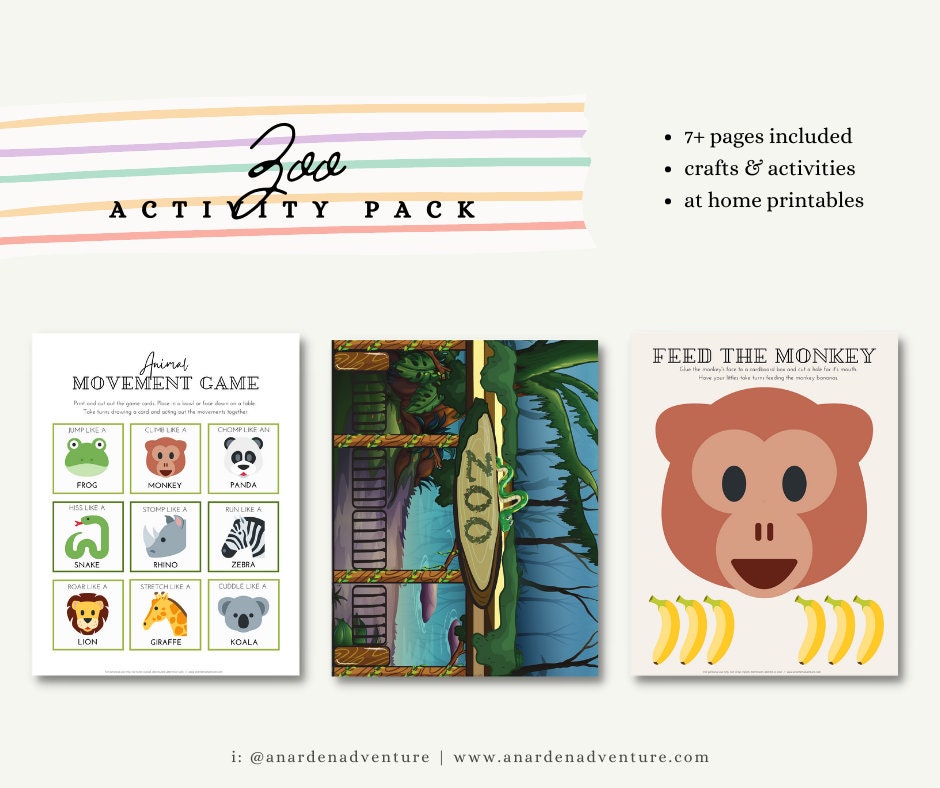 Zoo Activity Pack Zoo Animals Learning Set Jungle Activity Pack Animal ...