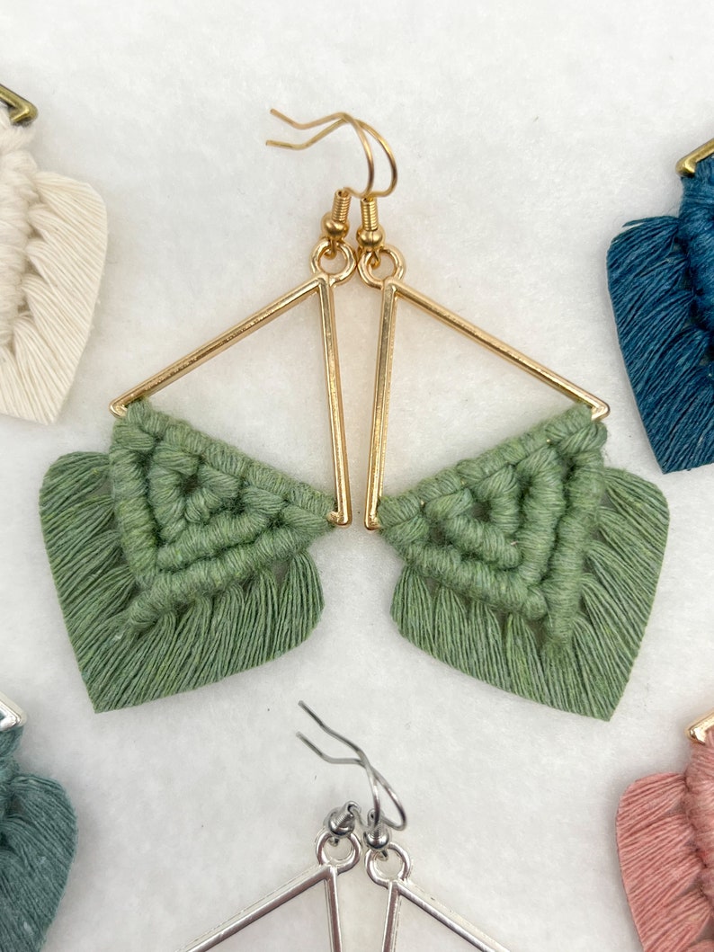 Triangle Macrame Earrings Custom Macrame Earrings Boho - Etsy