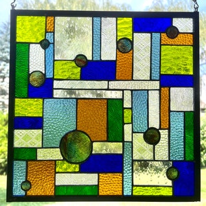 Stained Glass Pattern Contemporary Geometric With Circles, 12 Inches ...
