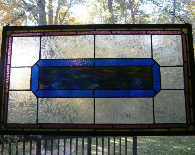 Blue, Light Purple and Chartreuse Stained Glass Panel - Etsy