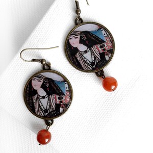 MAHDOKHT Persian Safavid Miniature Painting Earrings, Historical Tribal ...