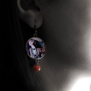 MAHDOKHT Persian Safavid Miniature Painting Earrings, Historical Tribal ...