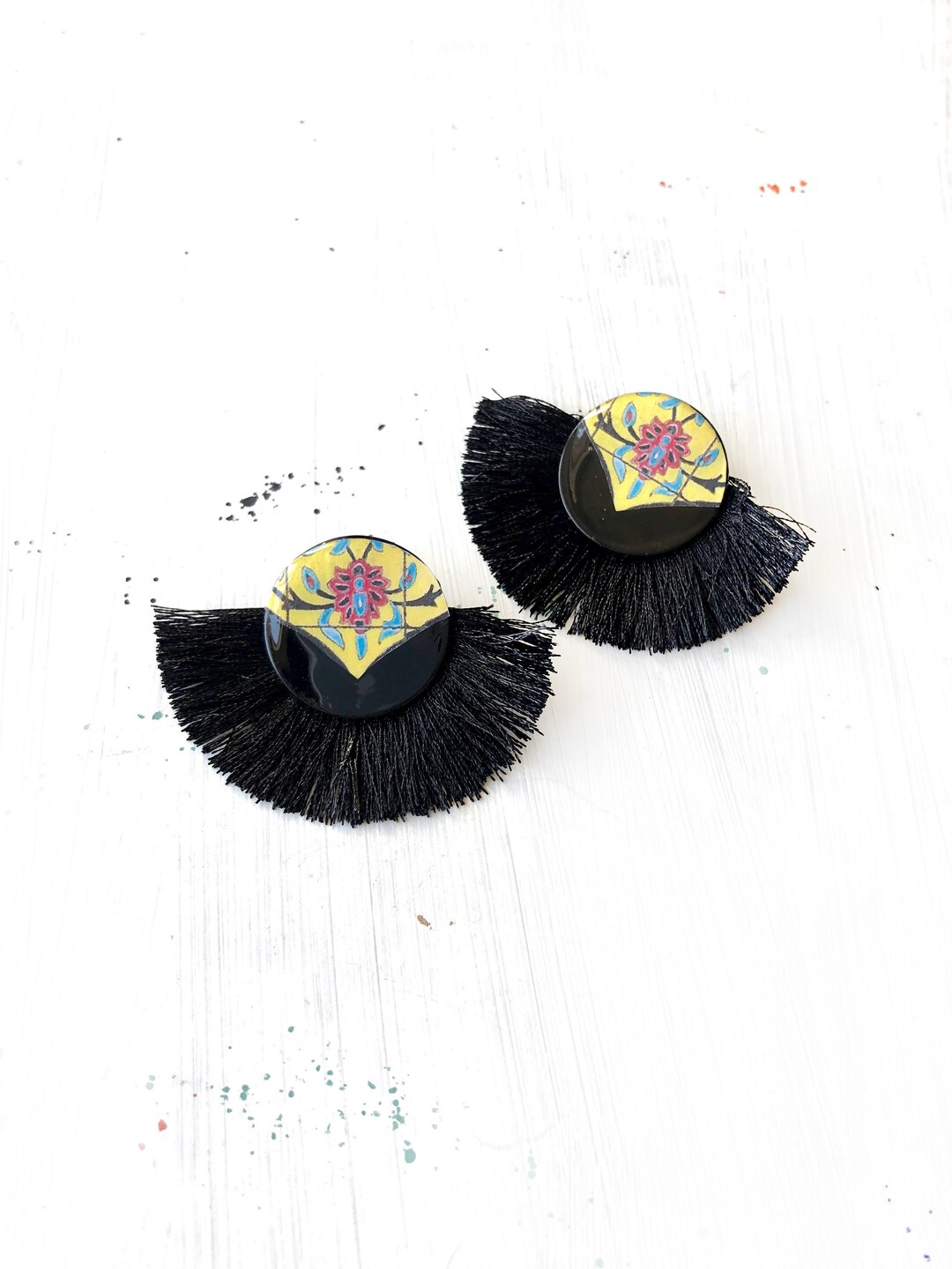 MITRA Oriental Persian Tassel Earrings, Floral Fringe Jewelry, Birthday ...