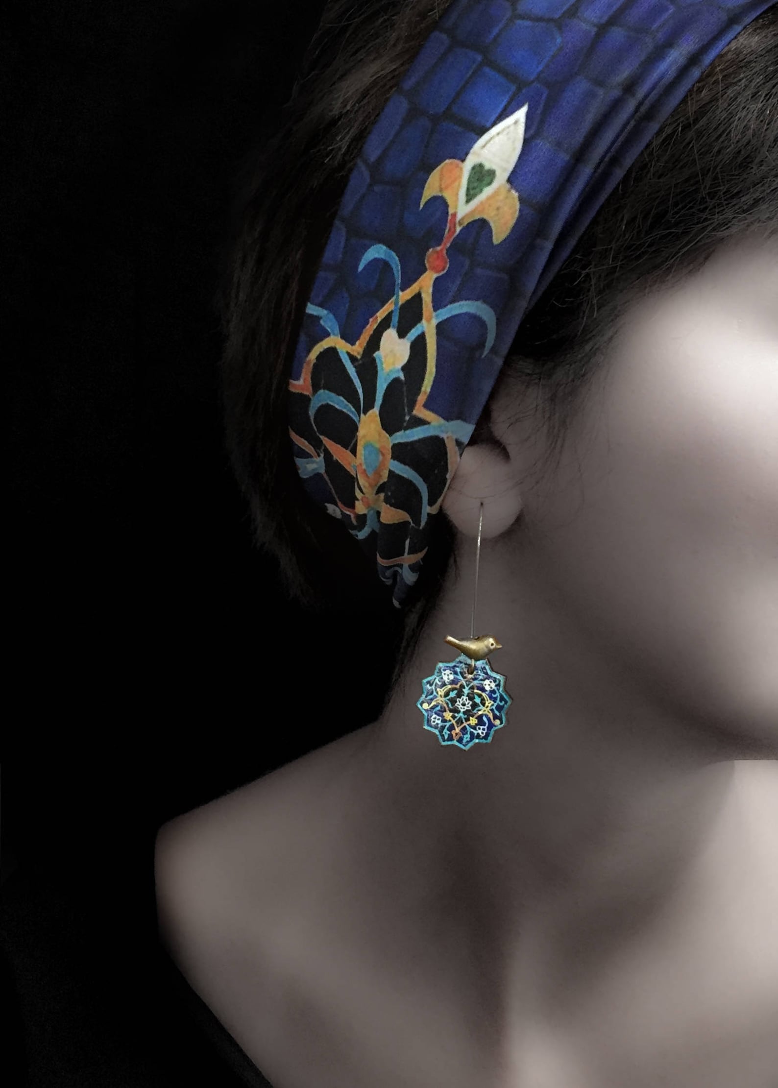 SAHAR Persian Tile Lightweight Wooden Star Earrings, Travel Accessory ...