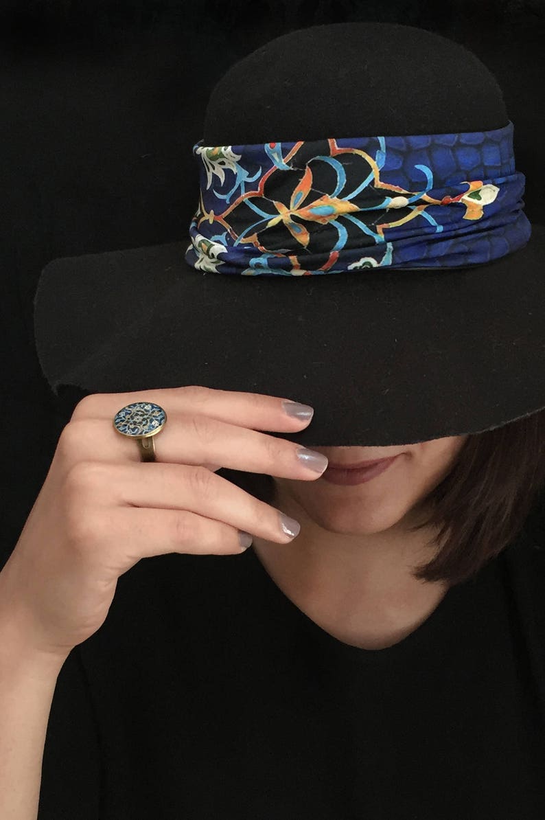 SAHAR Adjustable Antique Persian Tile Design Ring Travel - Etsy