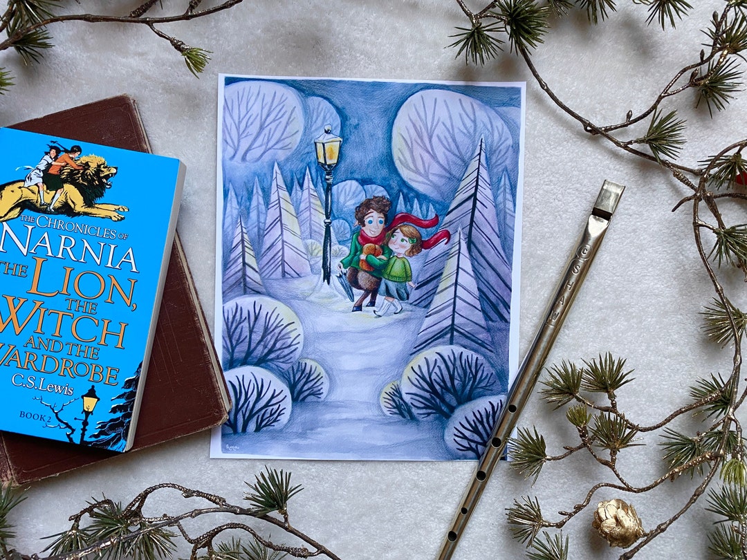 The Lamp Post | Watercolor Print | 8x10 | Tumnus and Lucy | Winter ...