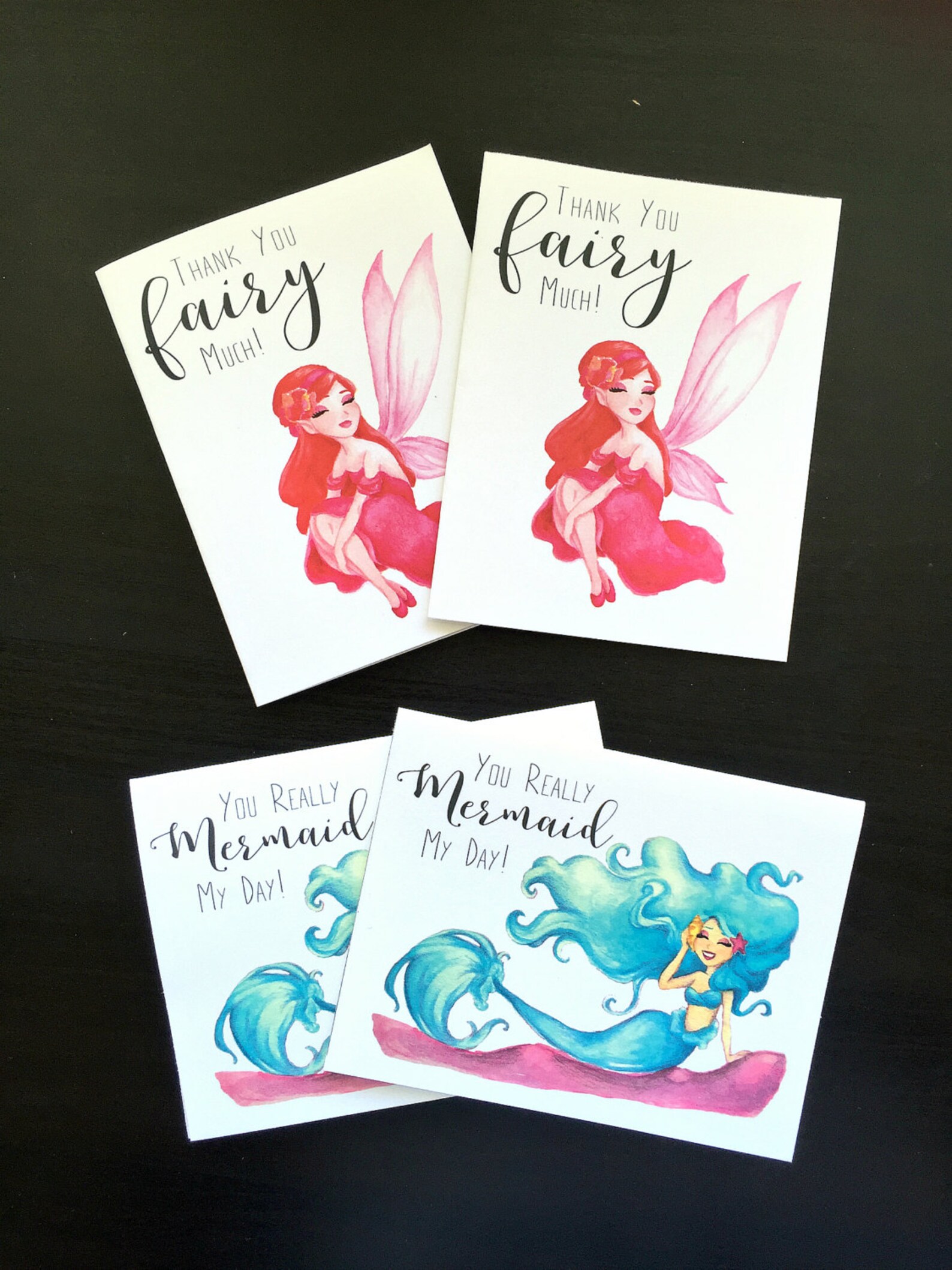Thank You Cards Thank You Fairy Much & You Really Mermaid My - Etsy