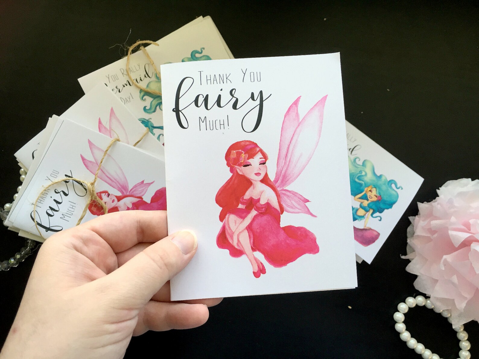 Thank You Cards Thank You Fairy Much & You Really Mermaid My - Etsy