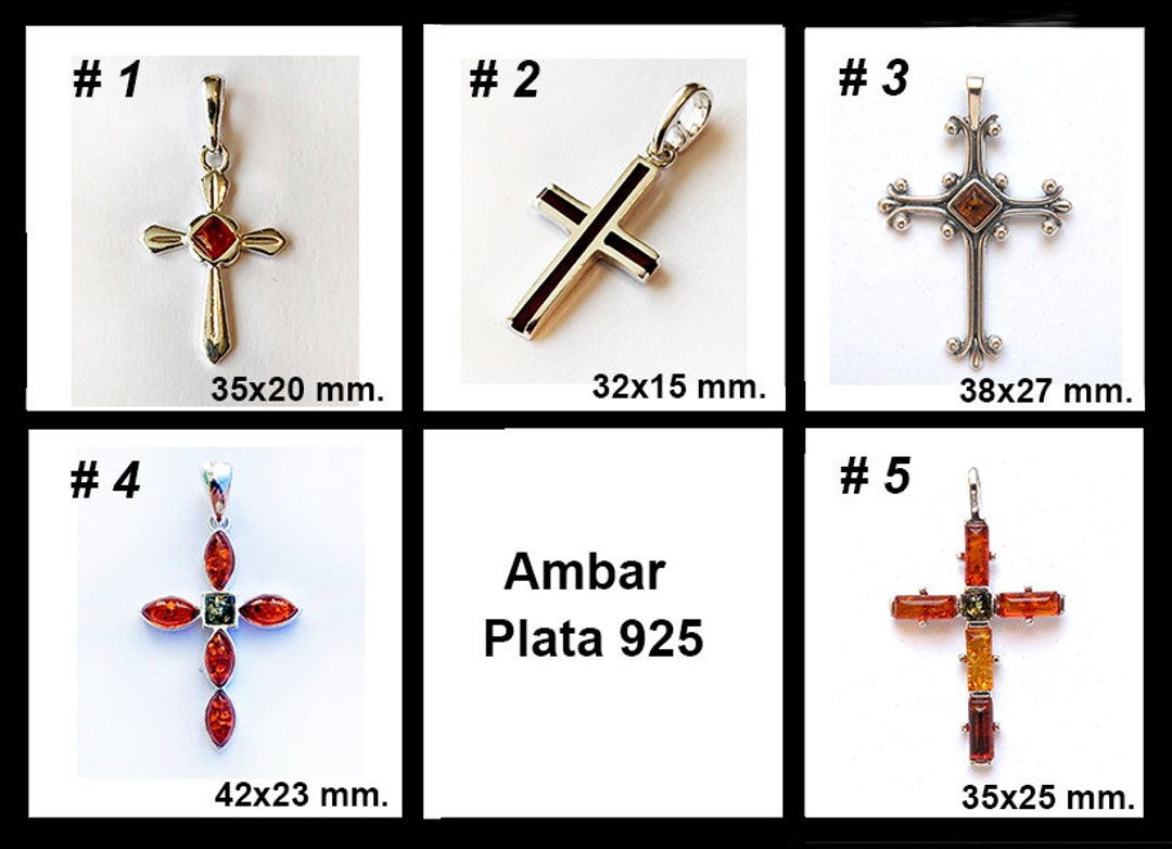 Amber Cross Pendant With 925 Sterling Silver, Multi-color Natural ...