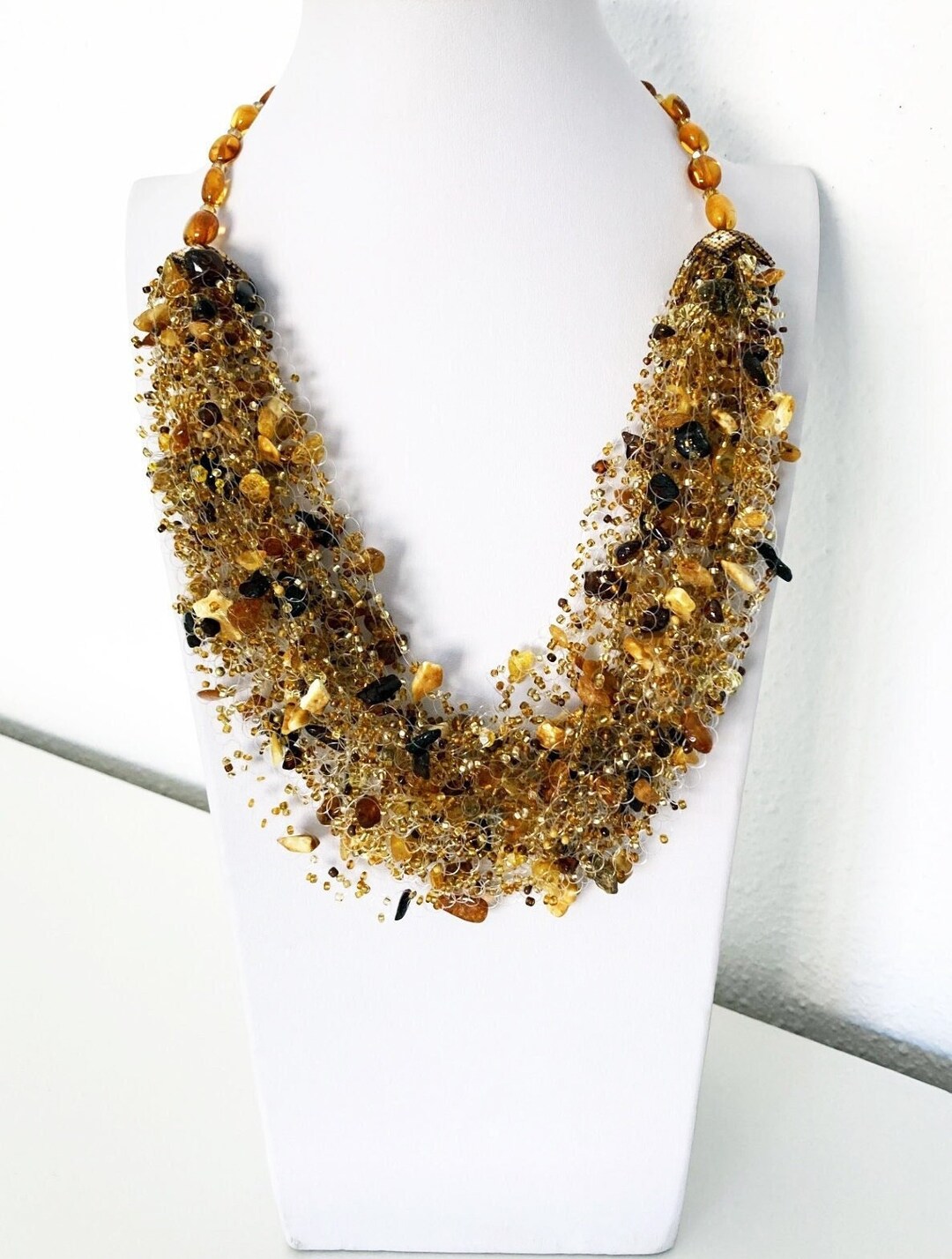 Natural Baltic Amber Necklase, Jewelry With Crystal Swarovski, Japanese ...