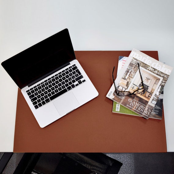 Real Leather Desk Mat Orange Brown. Office Desk Pad Steel | Etsy
