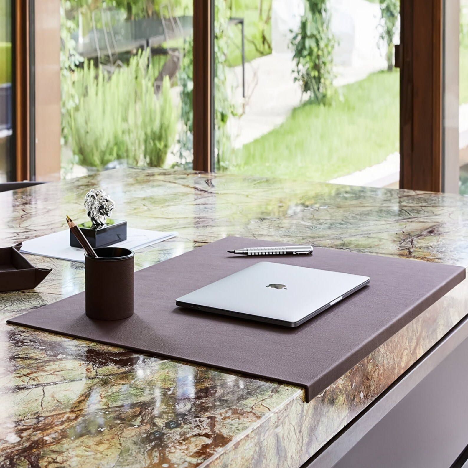 Real Leather Desk Mat Orange Brown. Office Desk Pad Steel | Etsy