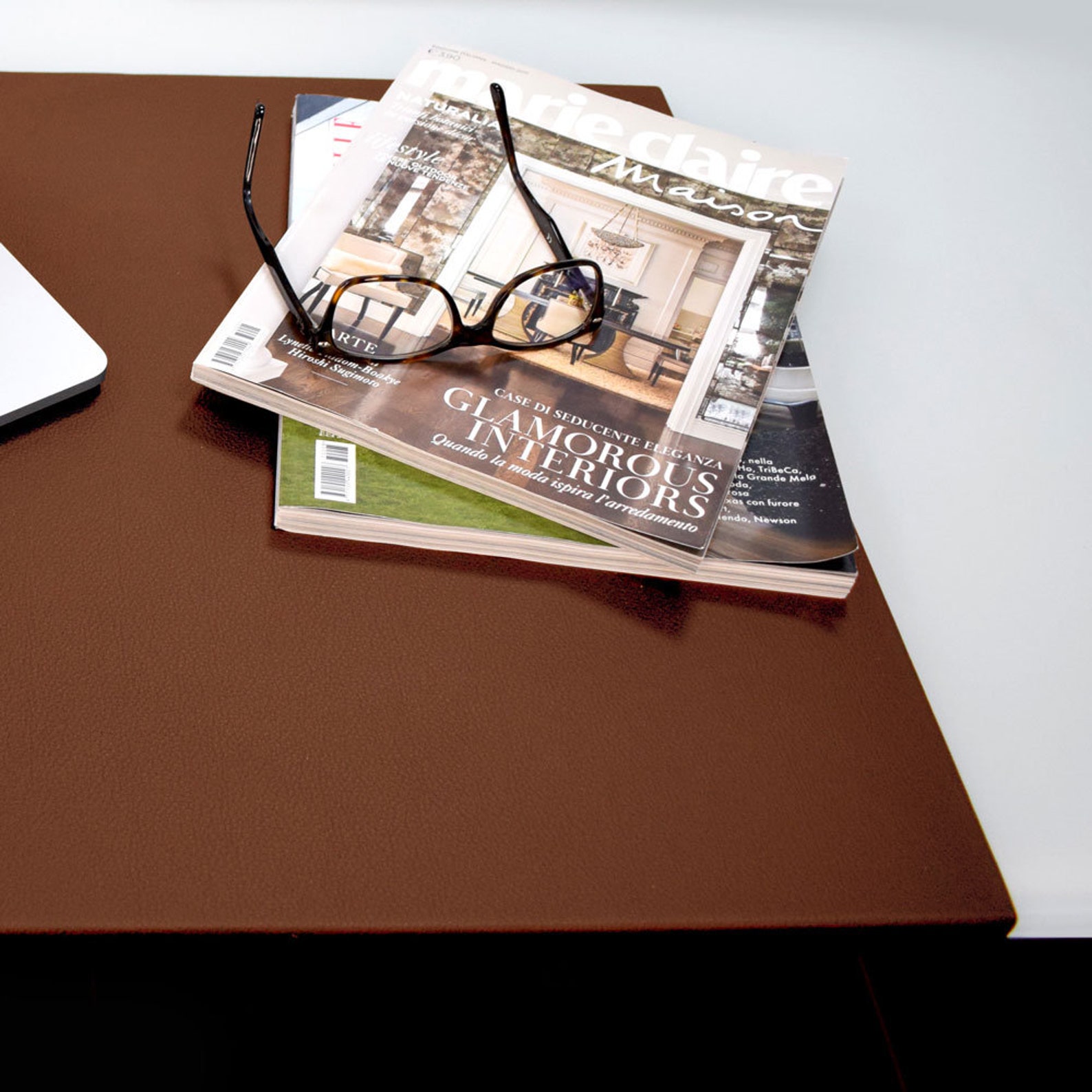 Real Leather Desk Mat Orange Brown. Office Desk Pad Steel | Etsy