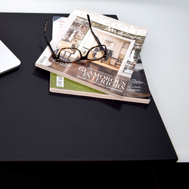 Real Leather Desk Mat Black. Office Desk Pad Steel Structure - Etsy