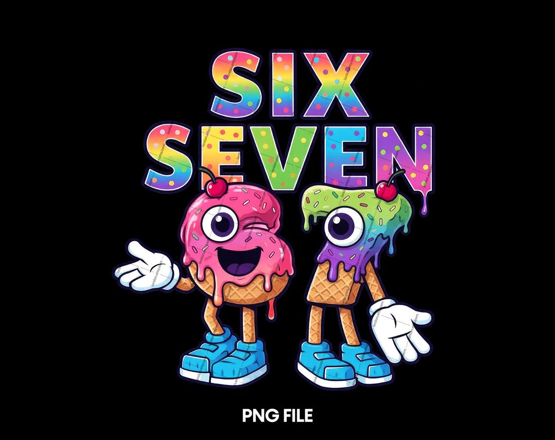 67 Drip Ice Cream PNG, Funny 67 Birthday PNG, Gen Alpha Brainrot Meme ...
