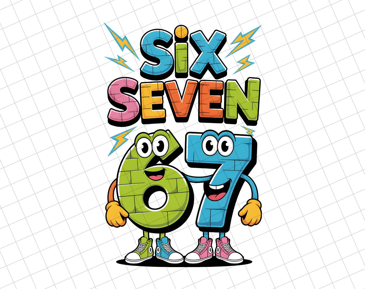 Six Seven PNG Cartoon Number 67 Characters Clipart - Etsy
