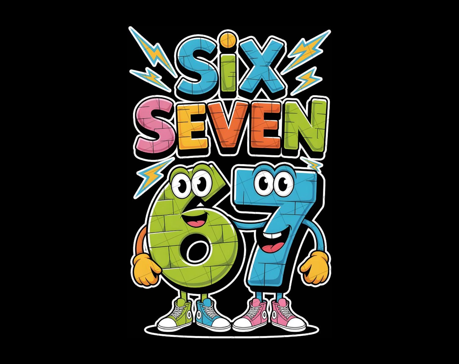 Six Seven PNG Cartoon Number 67 Characters Clipart - Etsy