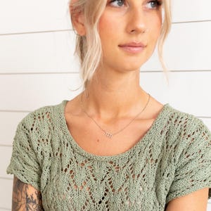Knitting Pattern Cotton Lace Knit Tee Pullover Ashlawn Tee - Etsy