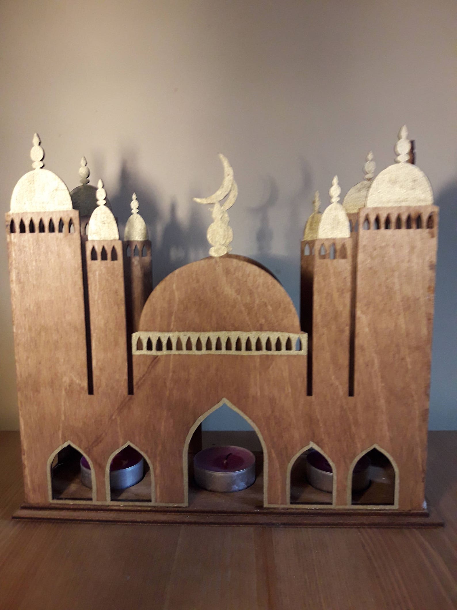 Wooden Mosque Lantern for Three Tea-lights Different Colors - Etsy