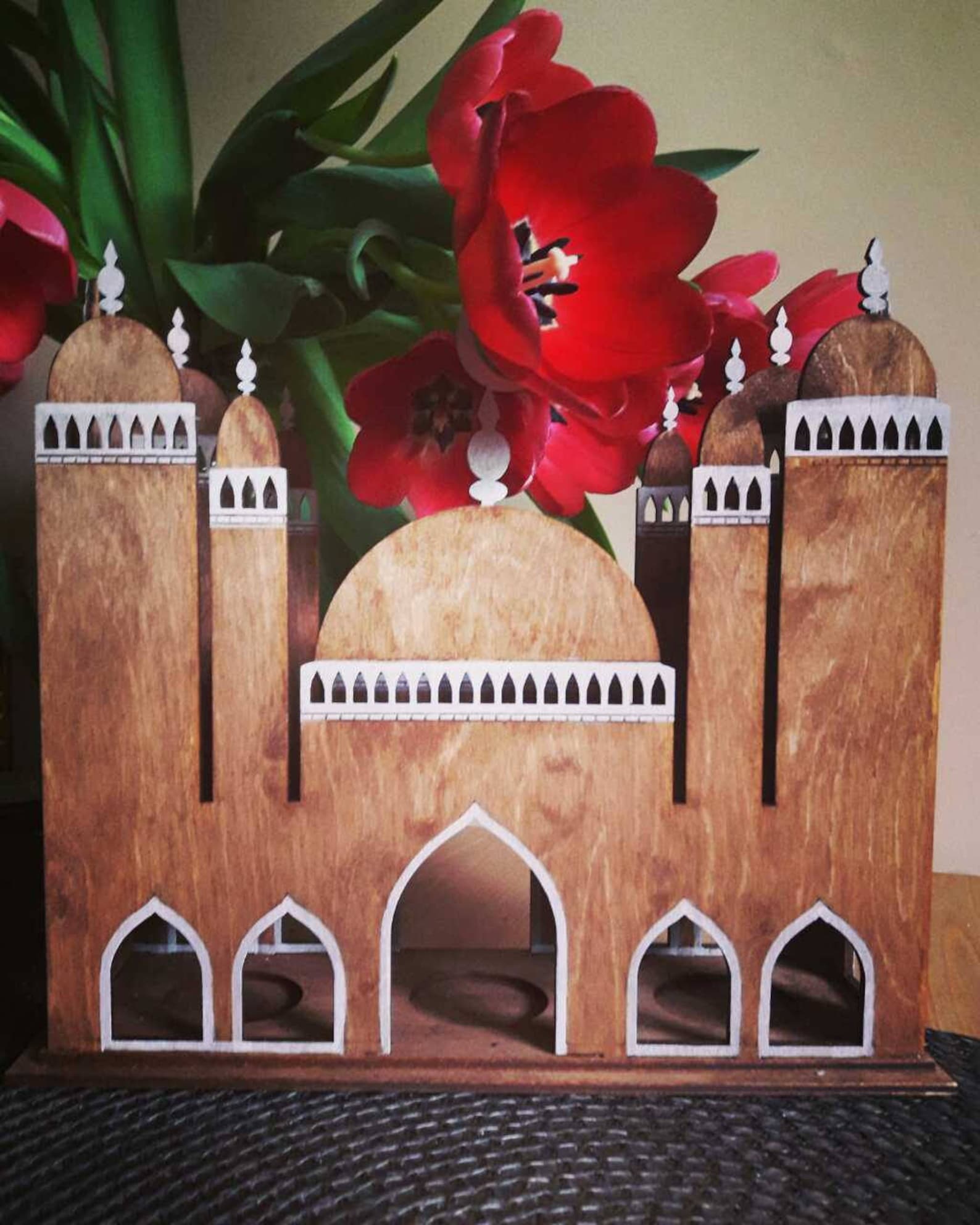 Wooden Mosque Lantern for Three Tea-lights Different Colors - Etsy