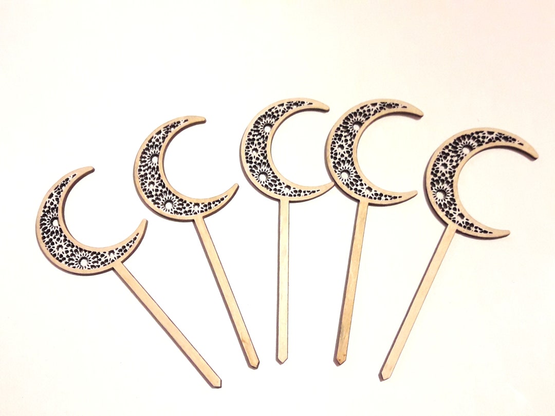 Moon Cake Topper, 5 in Set, Ramadan Decoration, Eid, Flowerpot ...