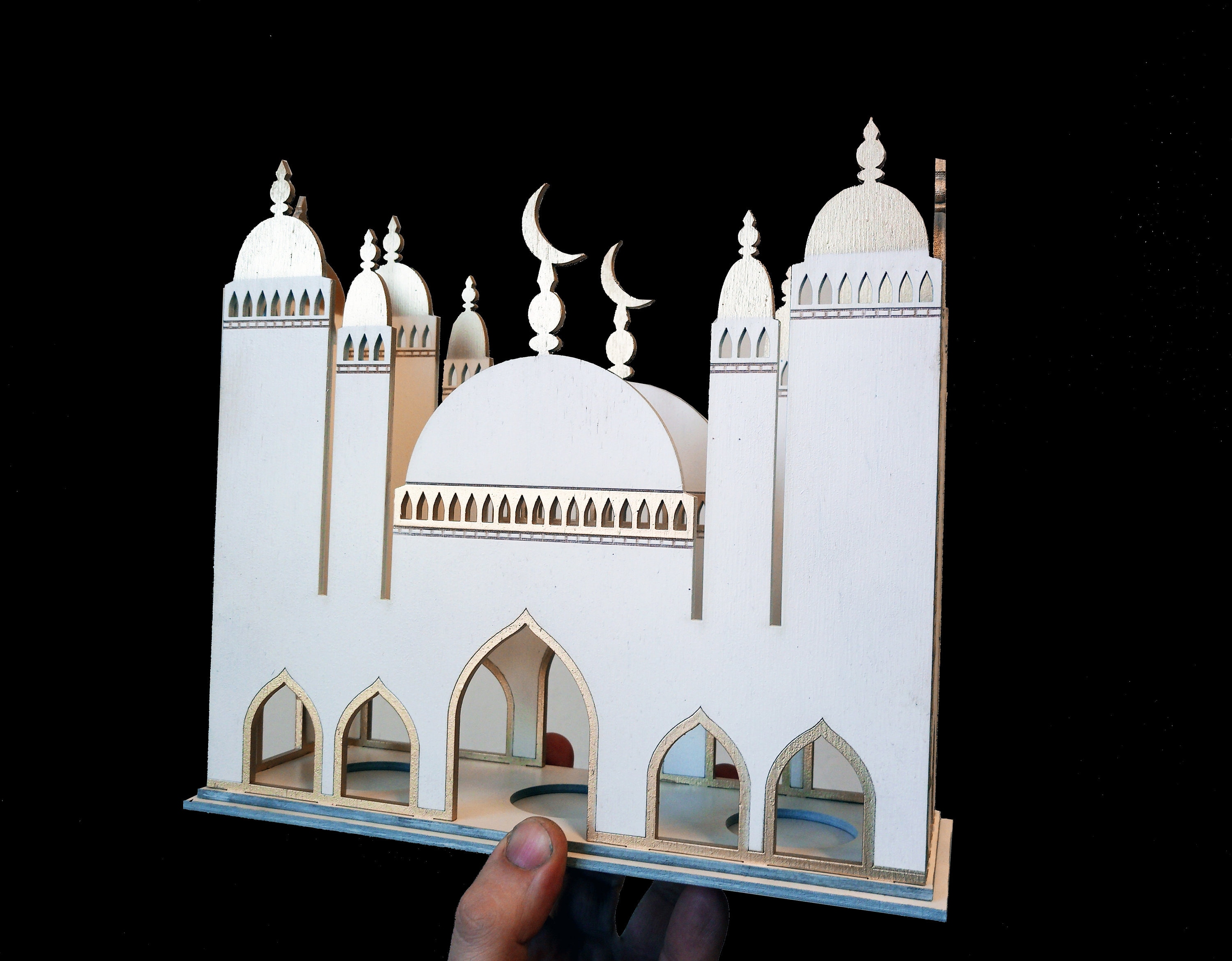 Wooden Mosque Lantern for Three Tea-lights Different Colors | Etsy