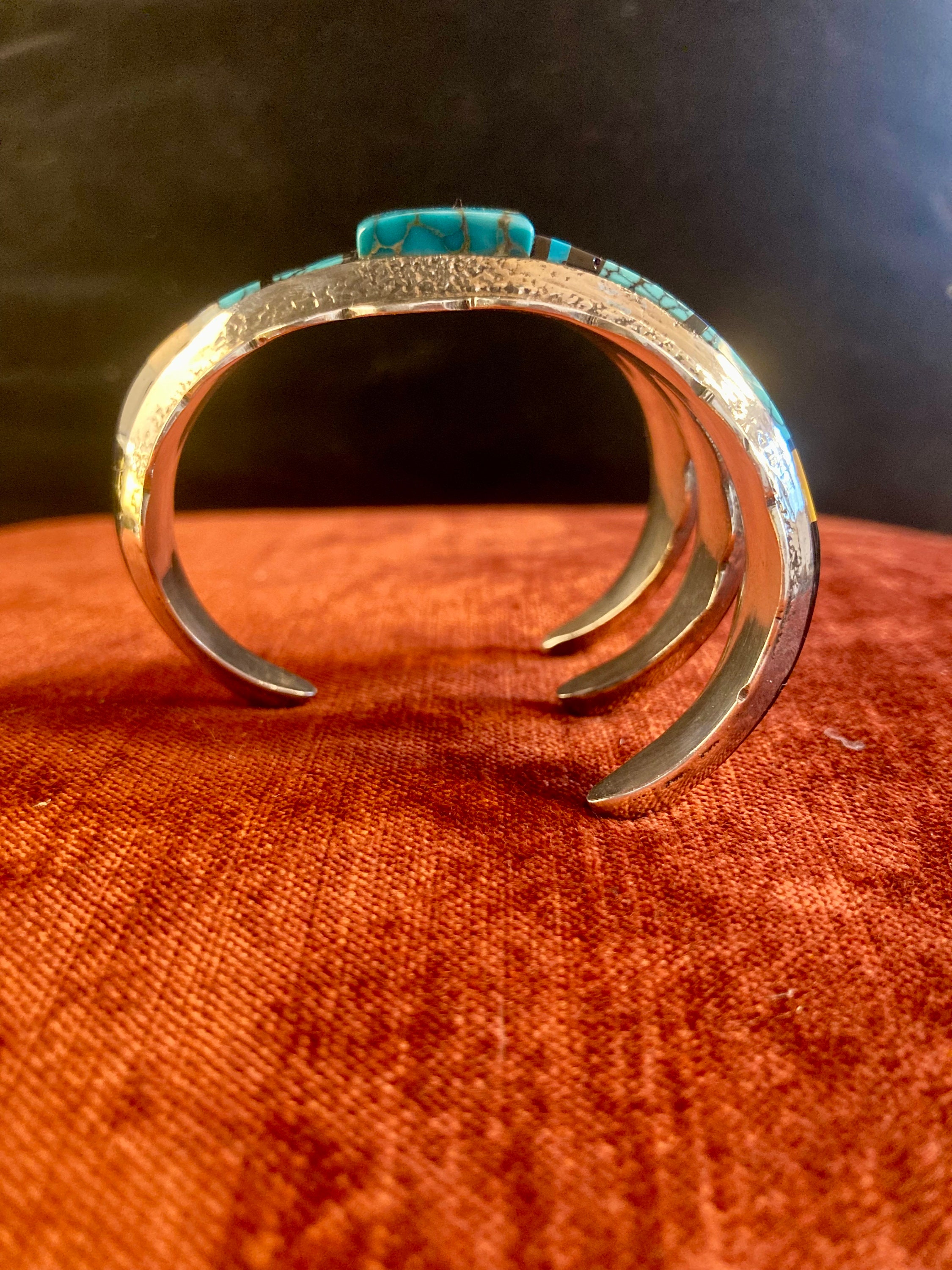 Handmade Native American Michael Little Elk Silver Turquoise Eagle Talon Cuff Bracelet - Etsy