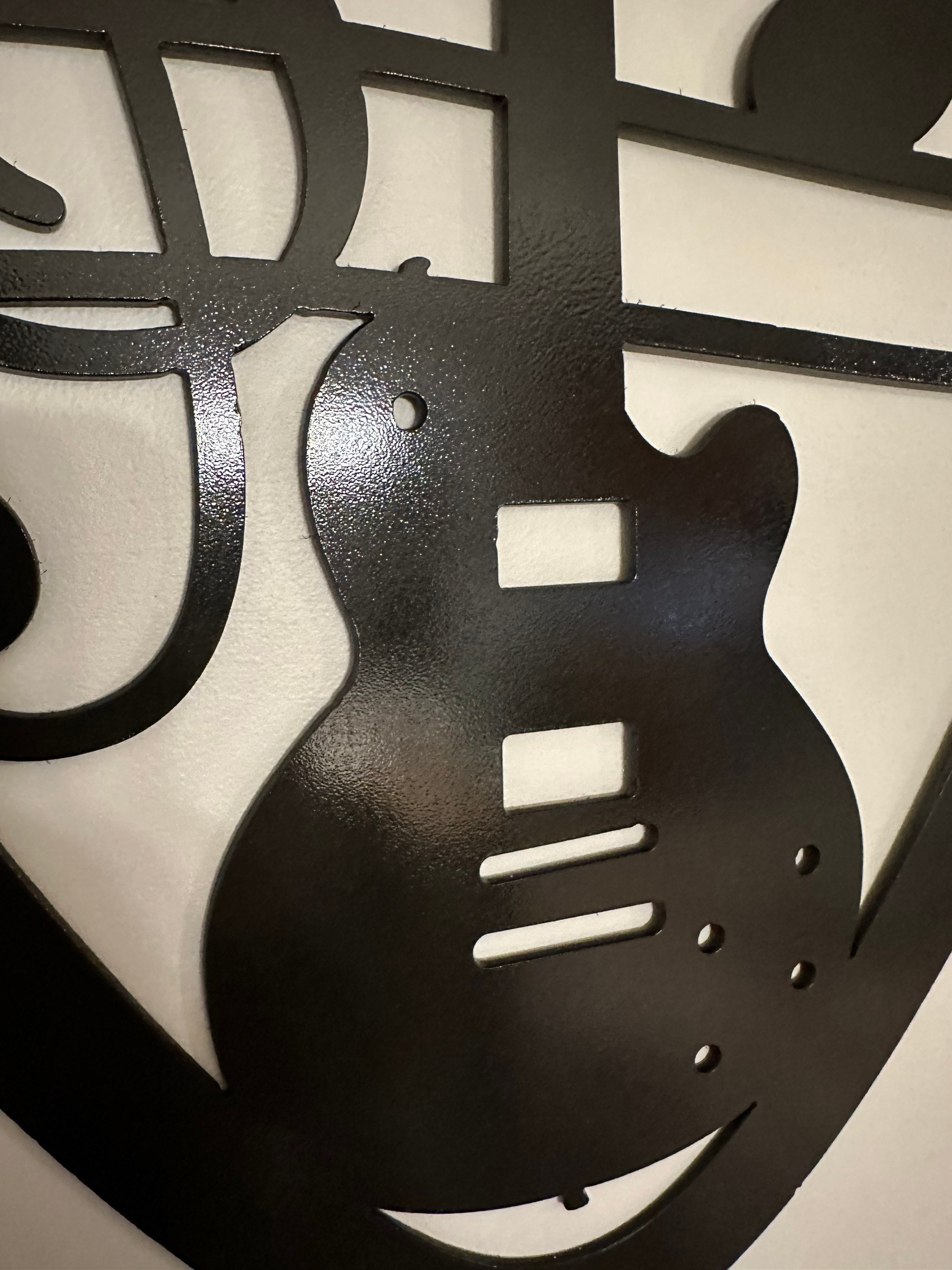 Electric Guitar and Music Notes Pick Shaped Music Room Metal Sign Wall ...