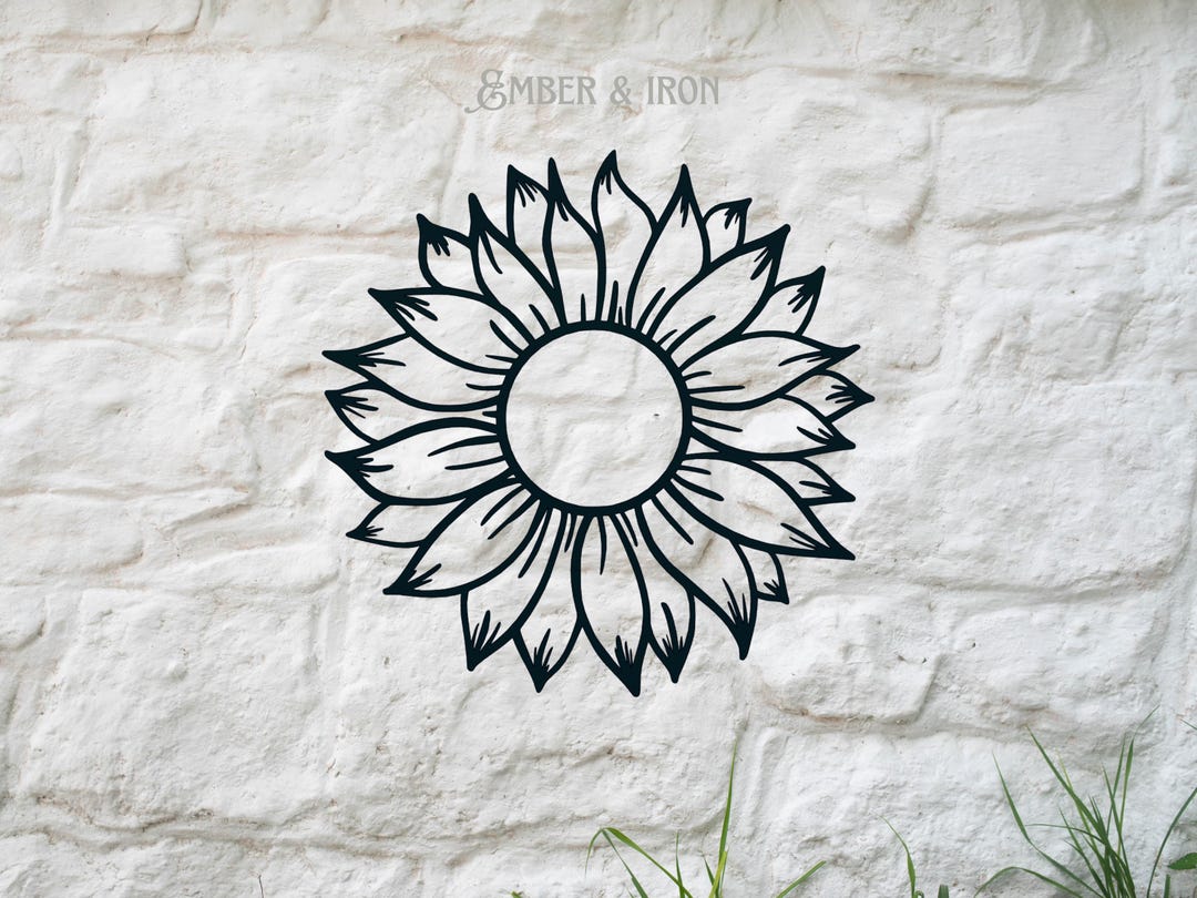 Sunflower Metal Sign | Flower Line Art Design | Steel Wall Art | Home ...