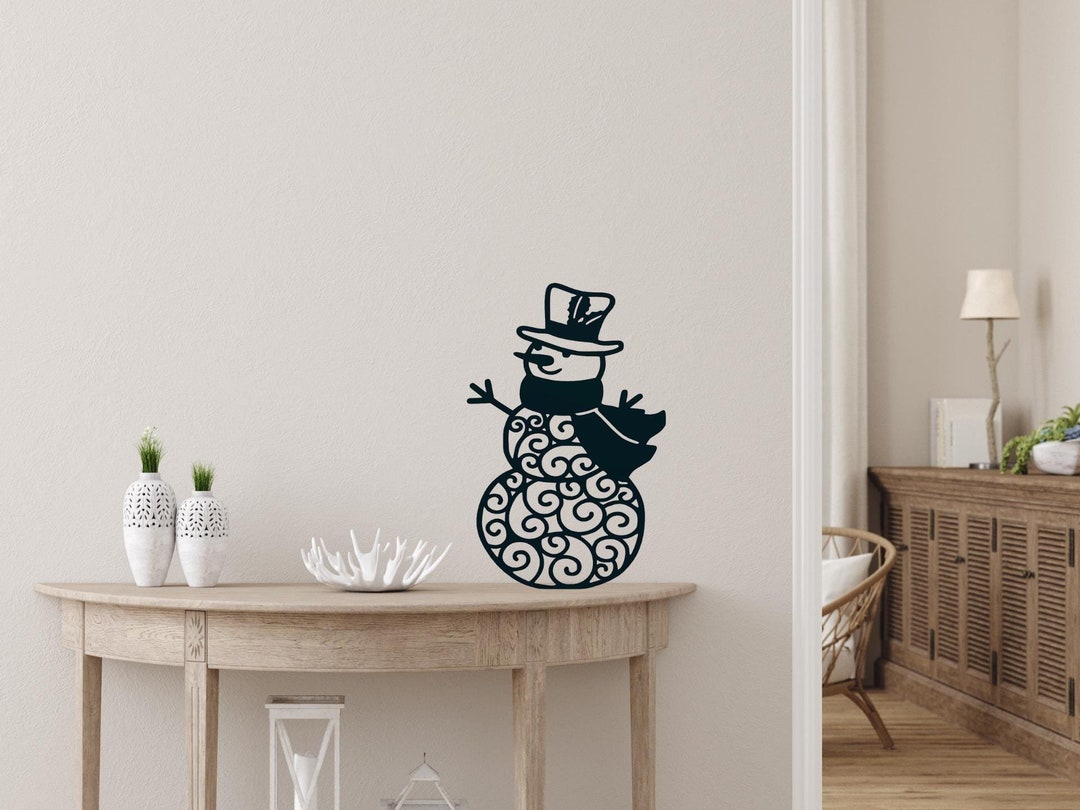 Fancy Swirled Snowman Metal Sign | Christmas Season Holiday Decoration ...