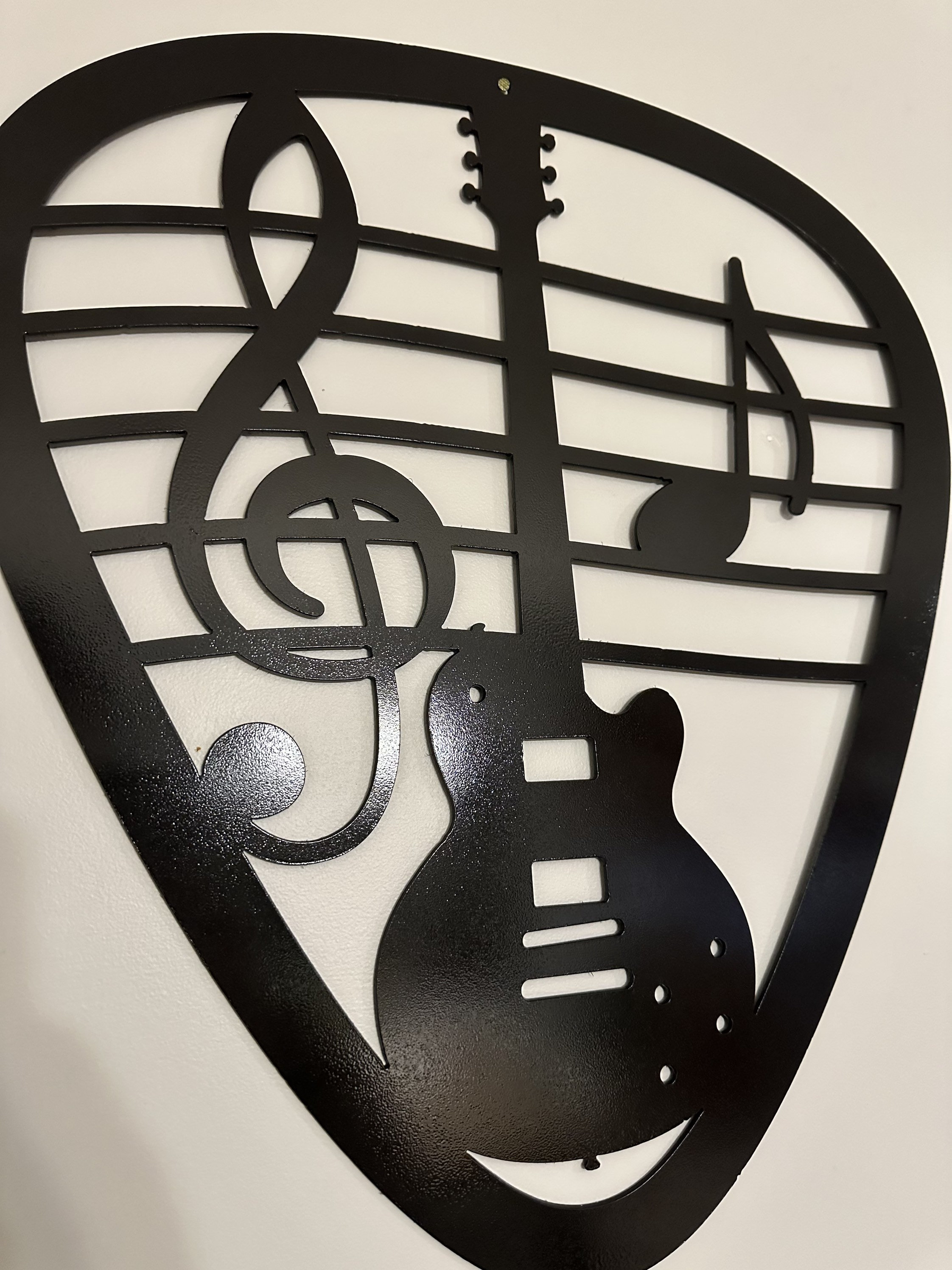 Electric Guitar and Music Notes Pick Shaped Music Room Metal Sign Wall ...