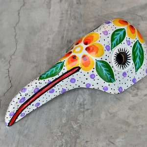 Intervened White Colibri Mask Hand-carved Hand-painted From Guatemala ...