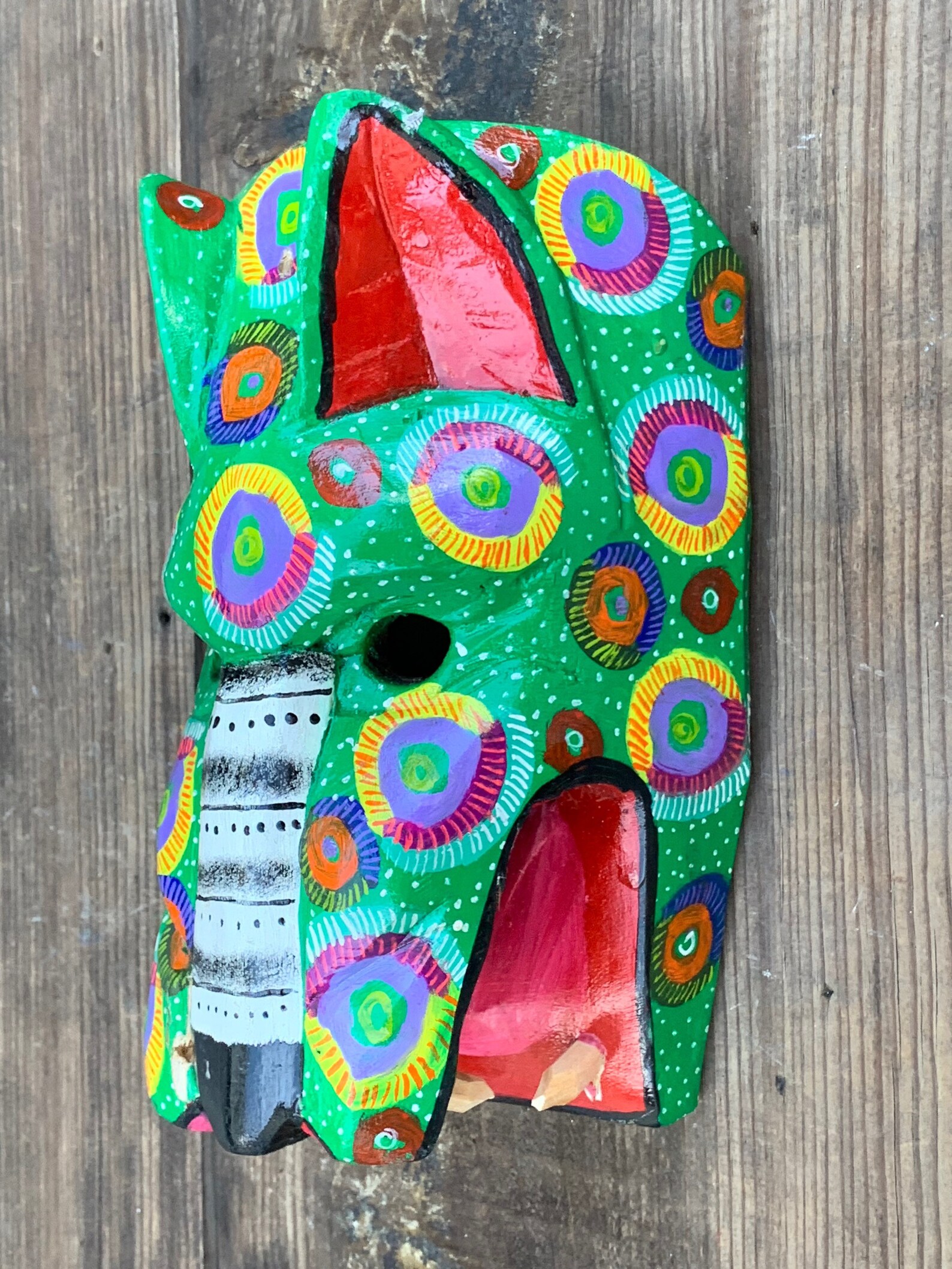 Green Jaguar Rustic Mask Hand-carved Hand-painted From - Etsy