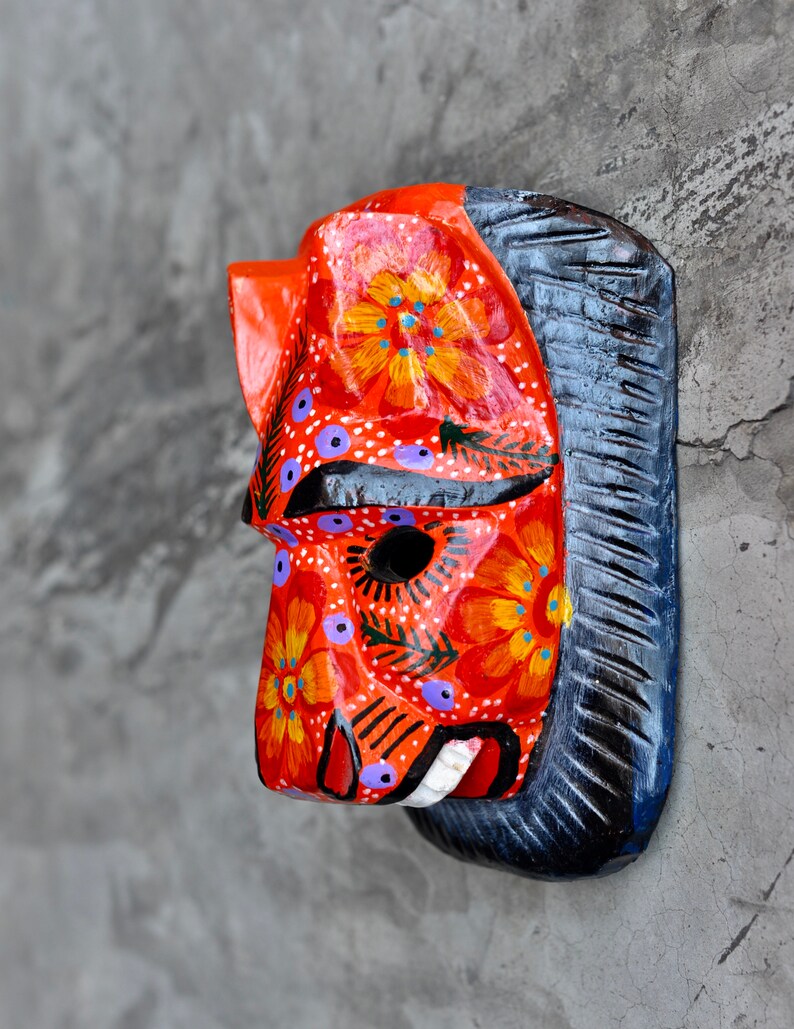 Orange and Black Lion Mask Hand-carved Hand-painted From - Etsy