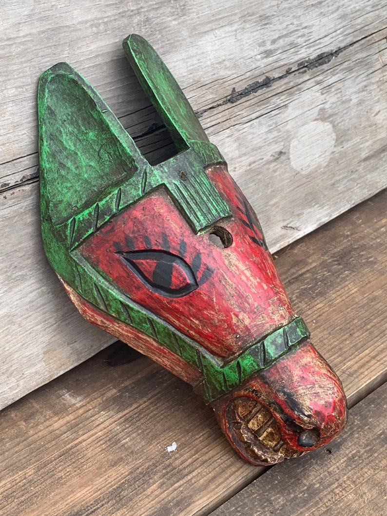 Old Style Red Horse Mask Hand-carved Hand-painted From - Etsy