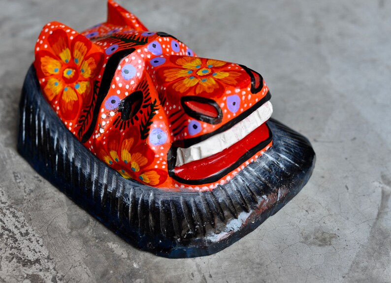 Orange and Black Lion Mask Hand-carved Hand-painted From - Etsy