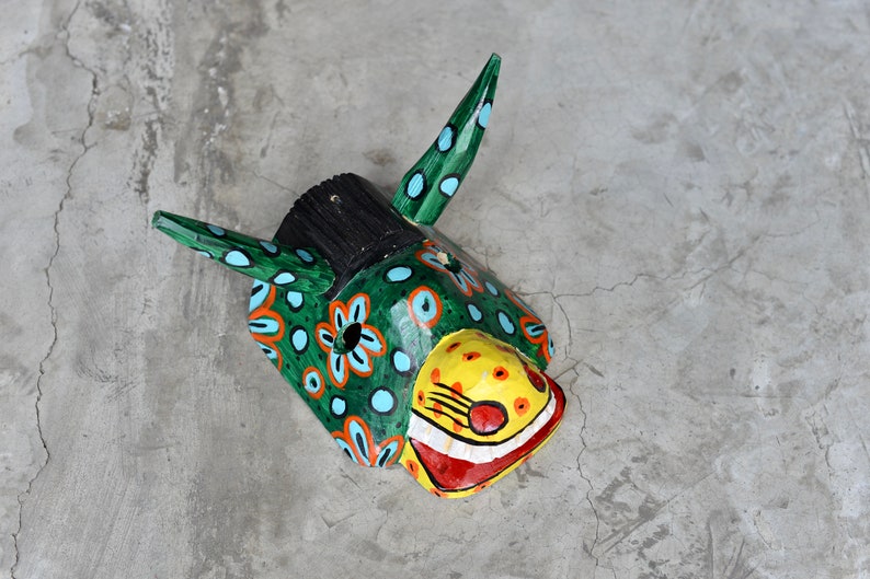 Green Bull Mask Intervened Mask Guatemalan Mask Mayan | Etsy