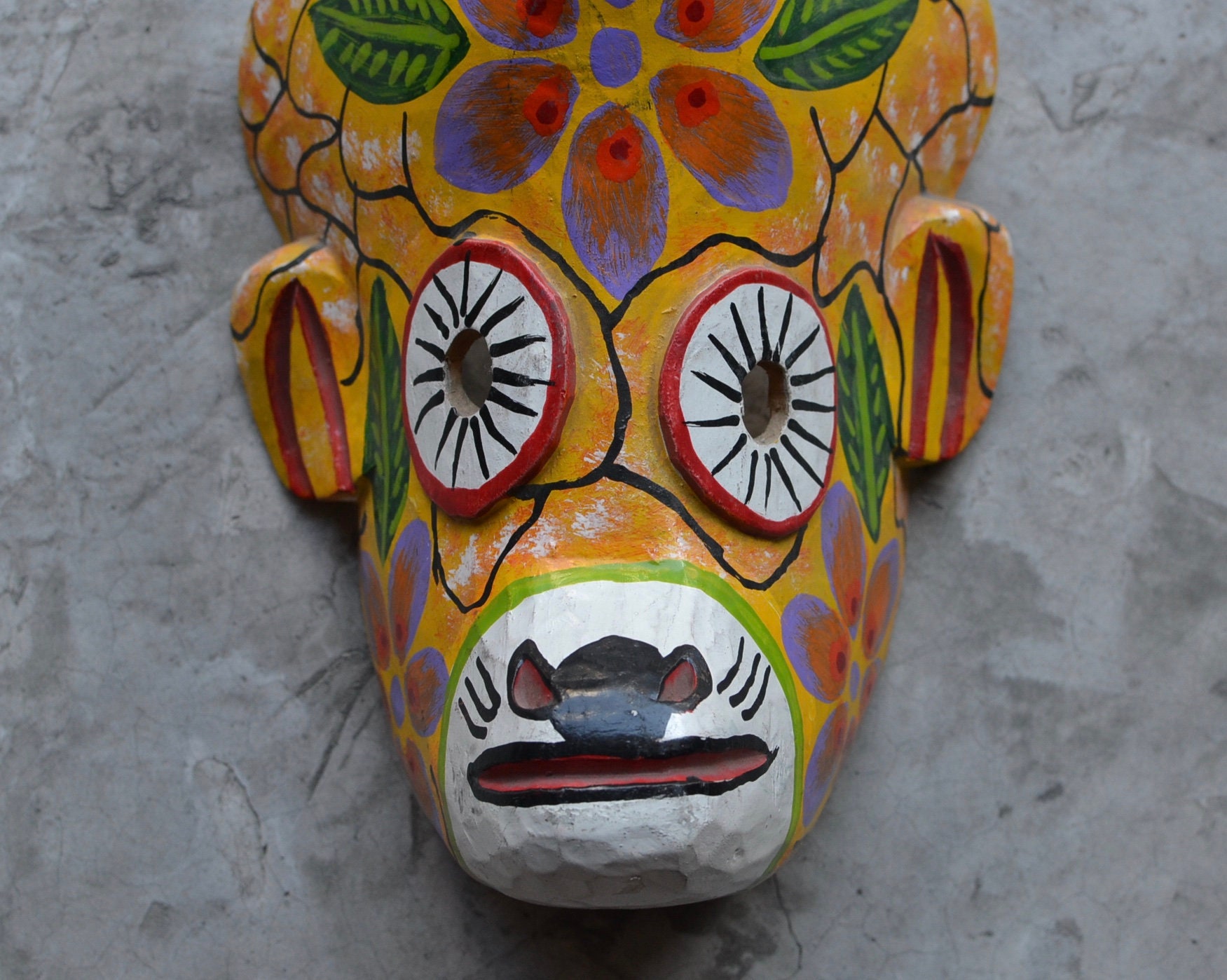 Monkey Mask Hand-carved Hand-painted From Guatemala | Etsy