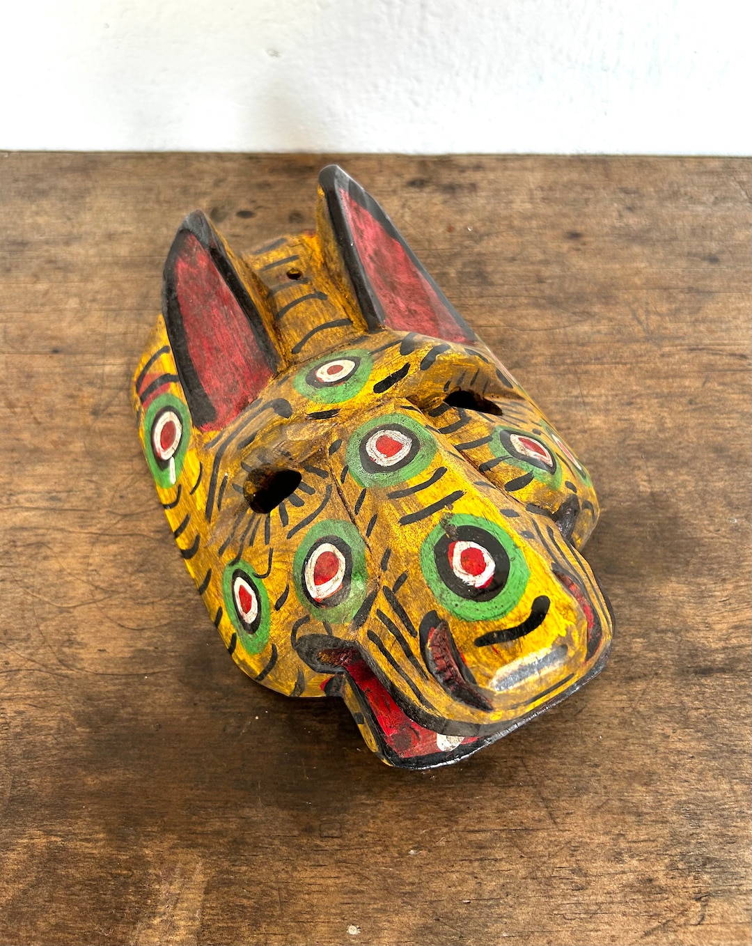 Classic Yellow Jaguar Mask Hand-carved From Guatemala Handcraft ...