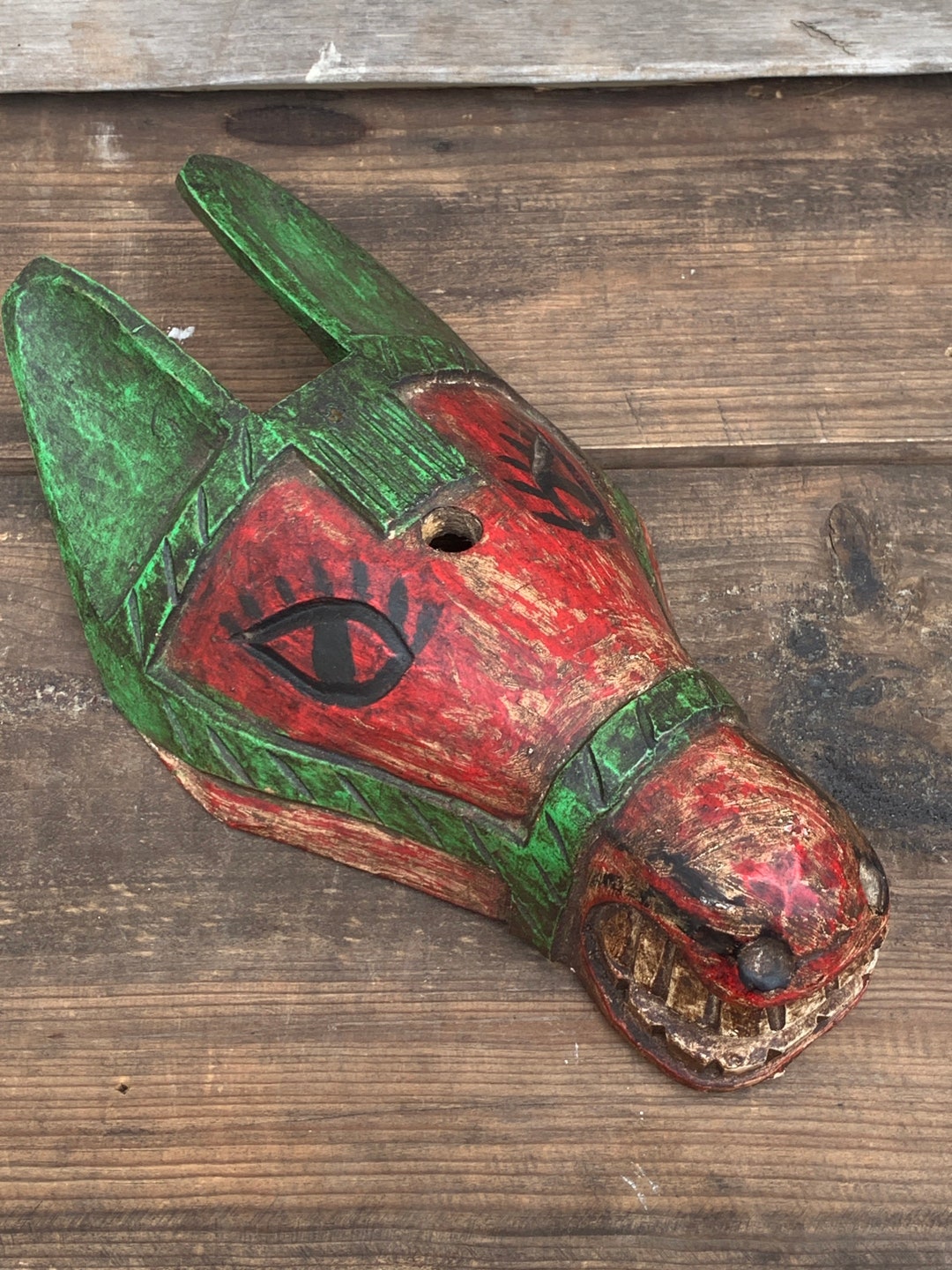 Old Style Red Horse Mask Hand-carved Hand-painted From - Etsy