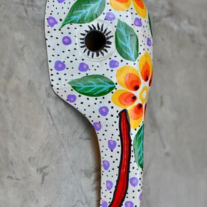 Intervened White Colibri Mask Hand-carved Hand-painted From Guatemala ...