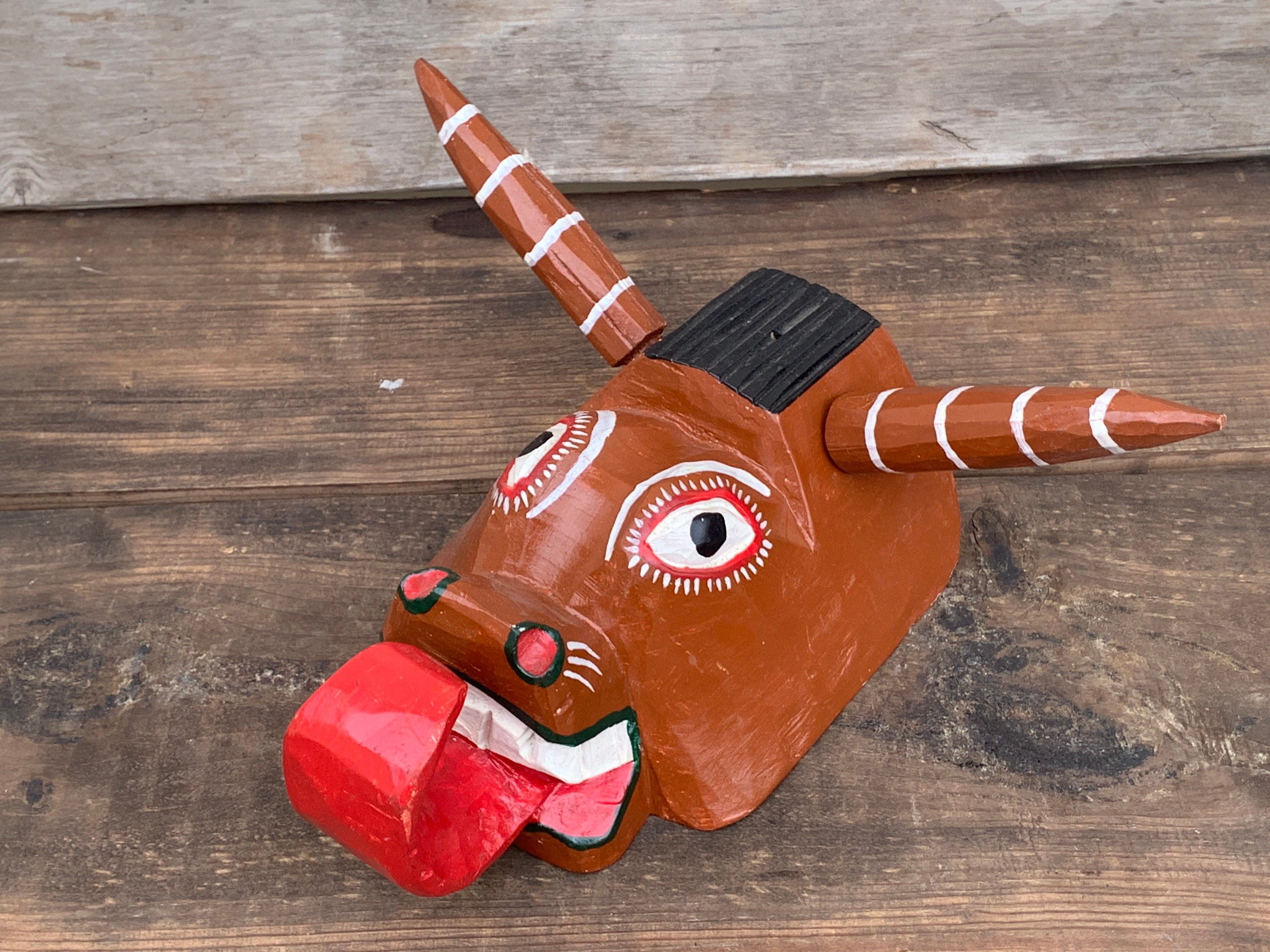 Brown and Black African Bull Mask Hand-carved Hand-painted - Etsy UK