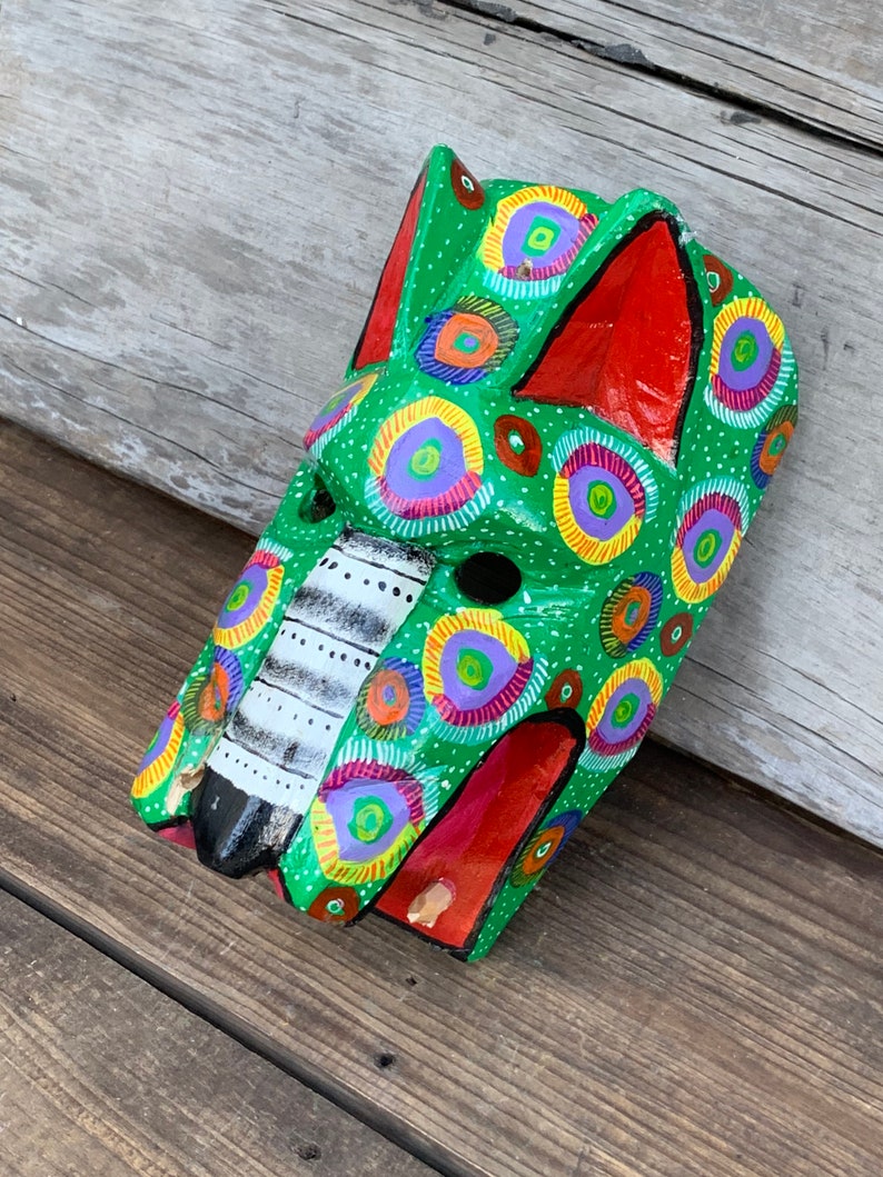 Green Jaguar Rustic Mask Hand-carved Hand-painted From - Etsy