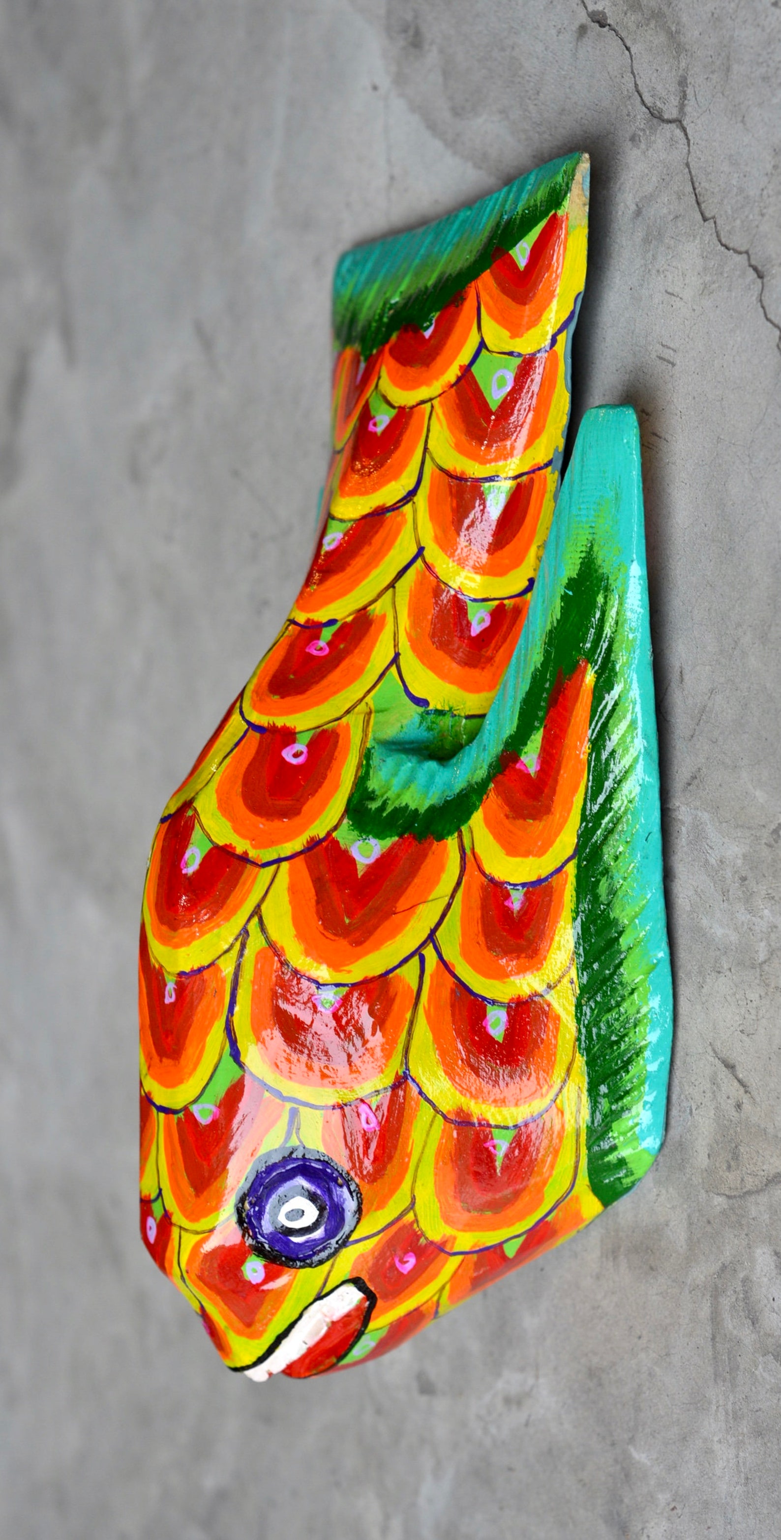 Animal Mask Yellow Fish Mask Hand Painted Mayan Mask | Etsy