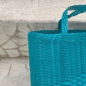 Turquoise Woven Guatemalan Turquoise Plastic Market Basket Strong ...