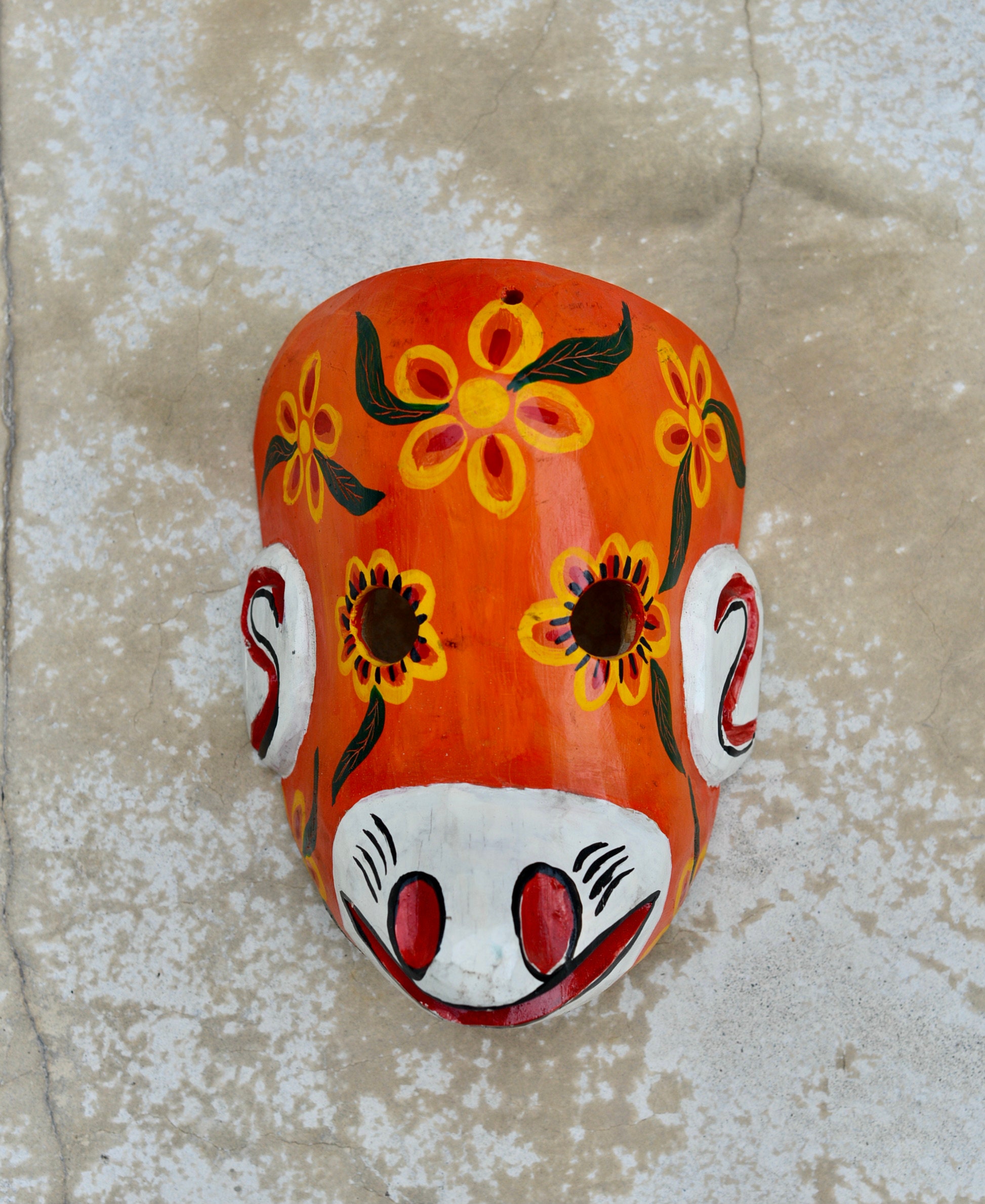 Tribal Mask Orange Face Monkey Mask Carved Mask From | Etsy